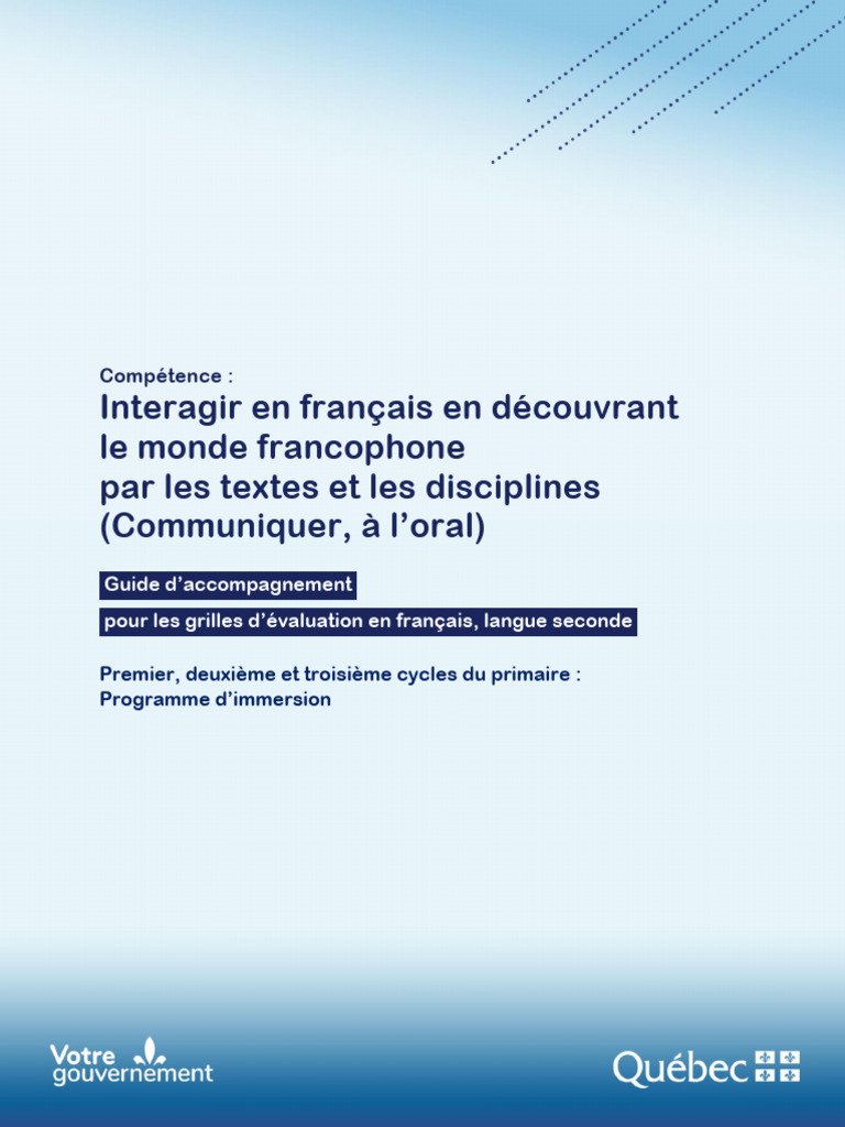 Guide Interagir Francais Langue Seconde Immersion Primaire | PDF | la ...