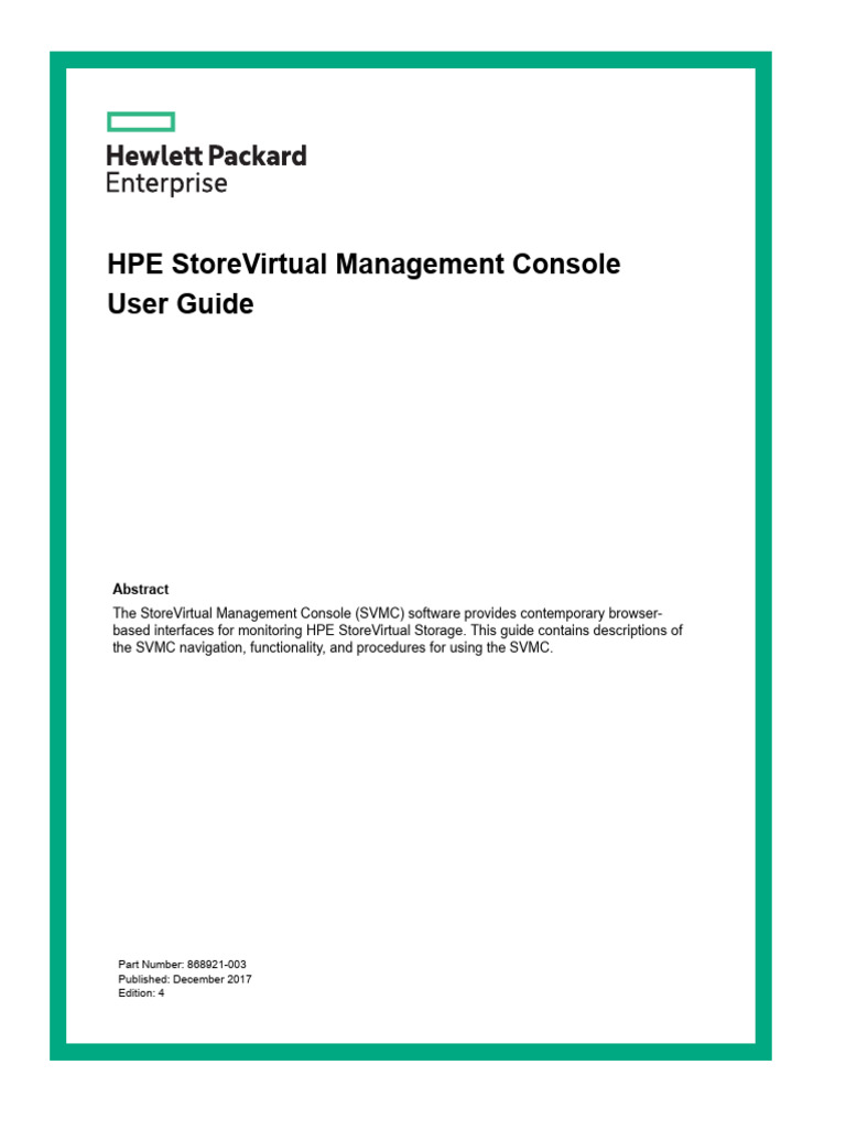 HPE A00004043en Us HPE StoreVirtual Management Console User Guide | PDF | Hyper V | Command Line ...