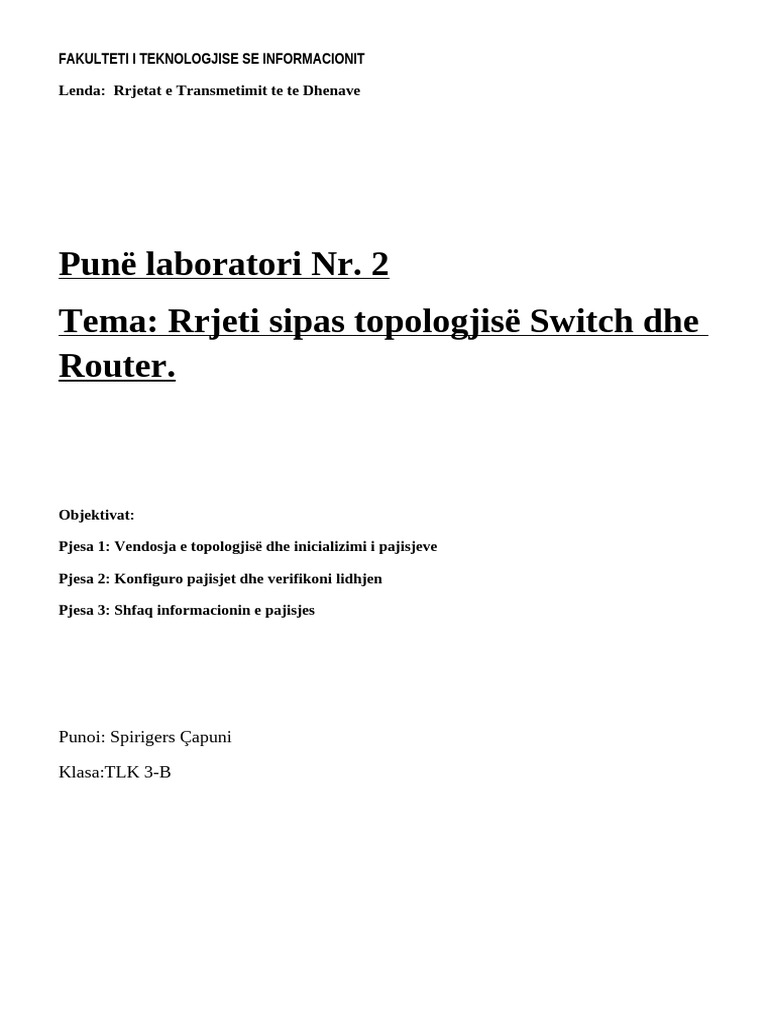 Lab 2 Rrjeta | PDF