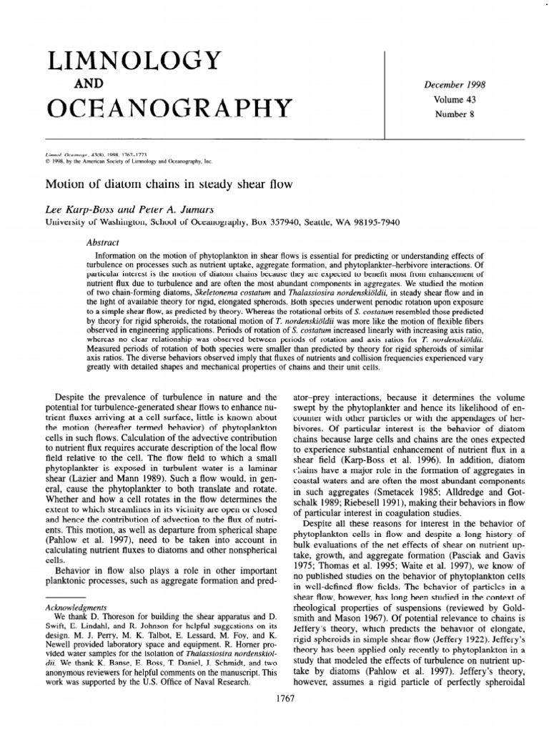 Diatom Chain Motion in Shear Flow | PDF | Rotation | Mechanical Engineering