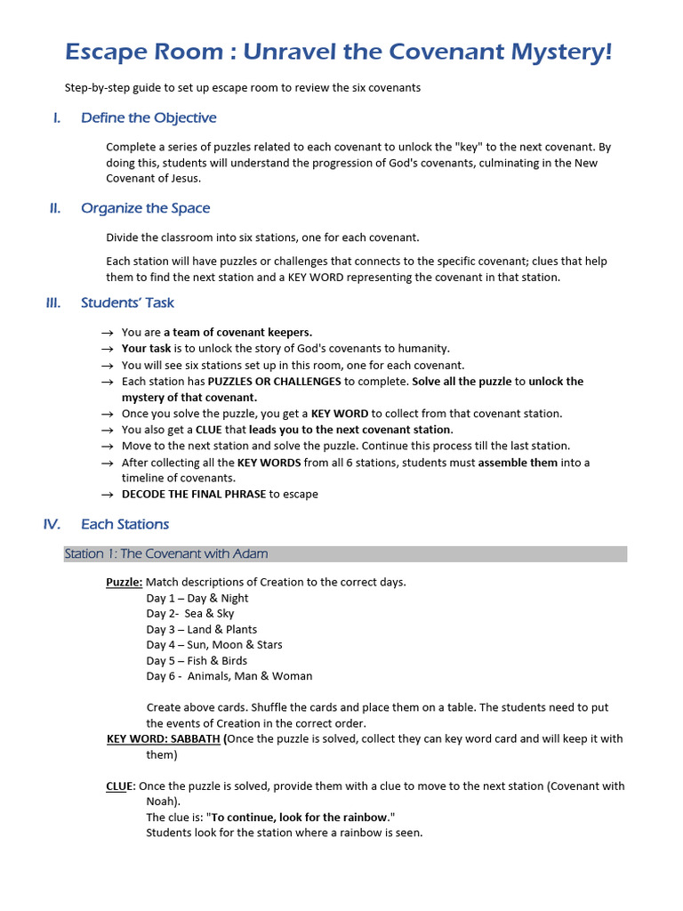 Escape Room: Covenant Mystery Guide | PDF | New Covenant | Covenant ...