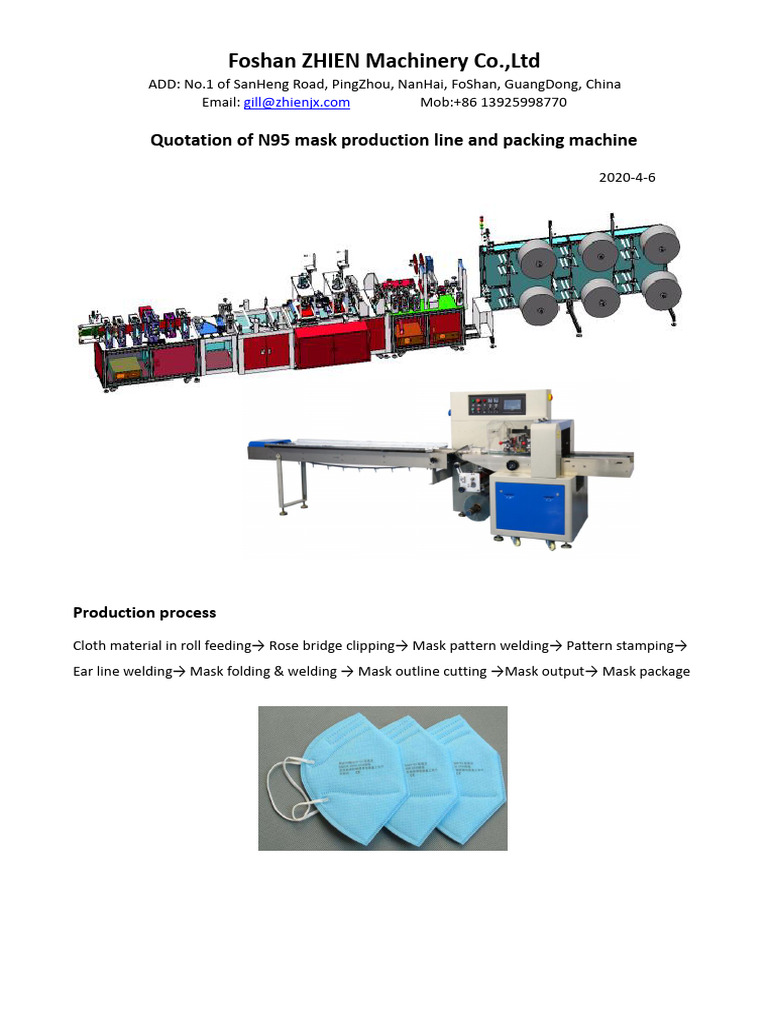 1 - N95 Mask Making Packing Line | PDF | Manufactured Goods