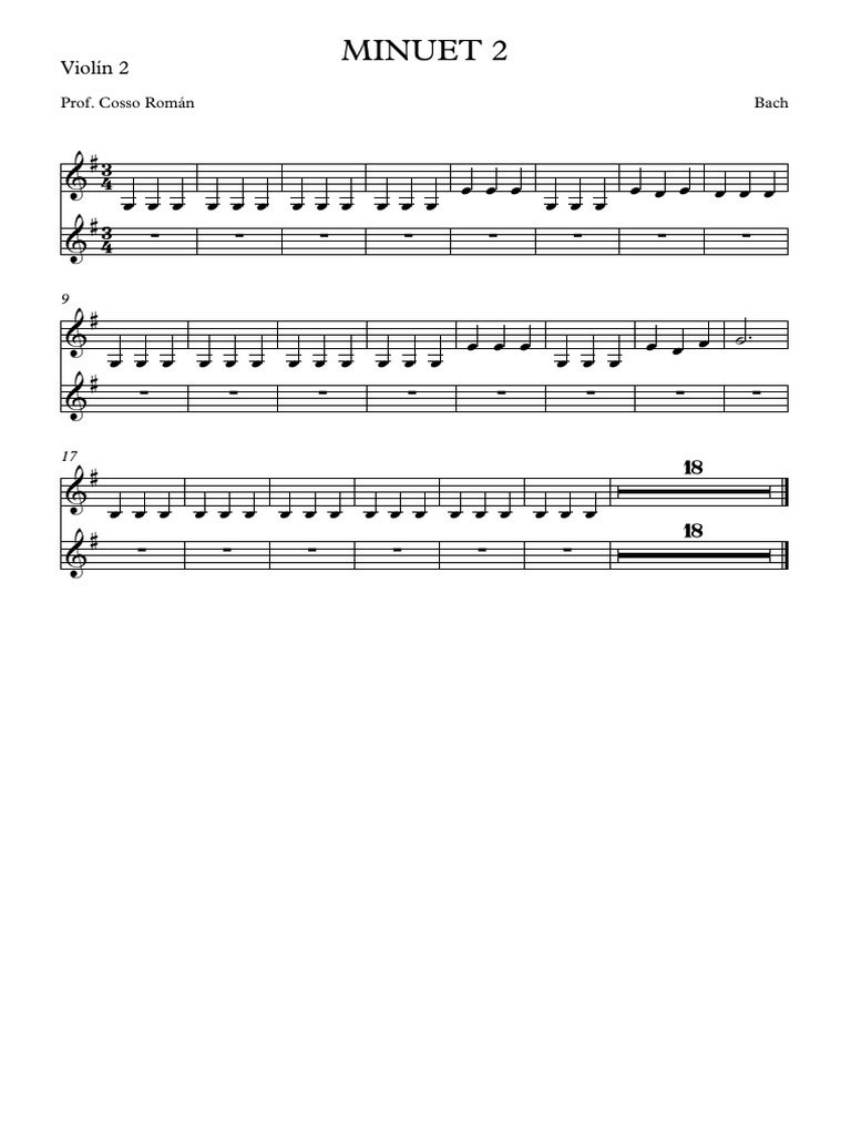 Minuet 2 Violin 2 | PDF