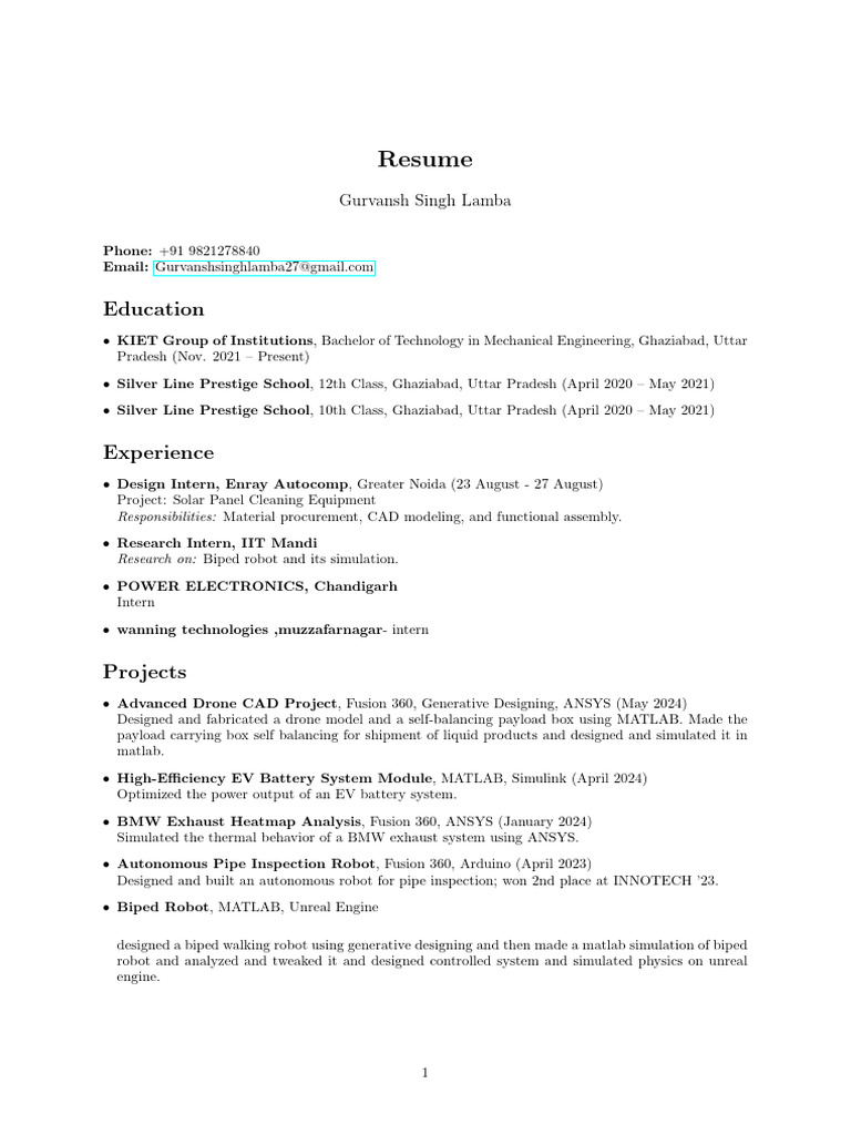 Resume: Education | PDF | Artificial Neural Network | 3 D Modeling