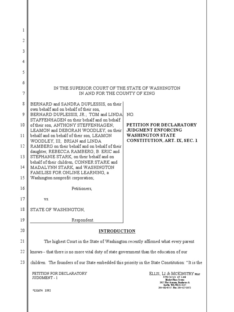 Petition for Declaratory Judgement | State School | Educational Technology