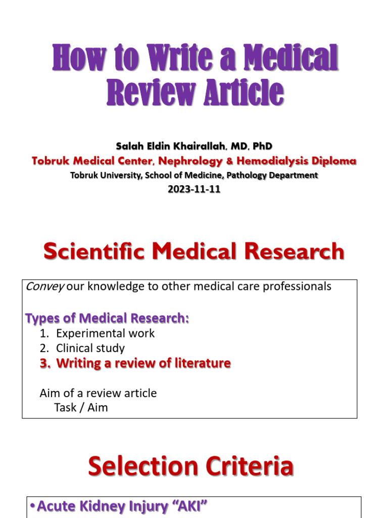 Writing Medical Review Articles | PDF