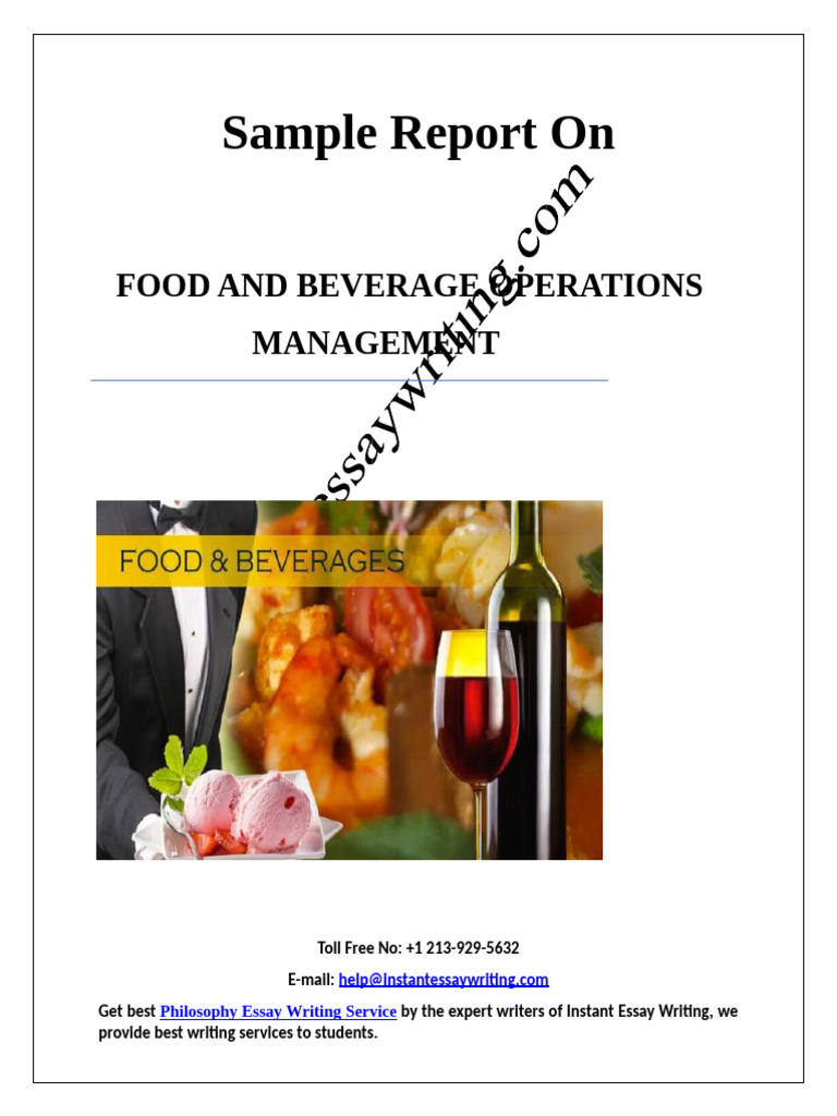 Sample Report On: Management Food and Beverage Operations | PDF | Menu ...