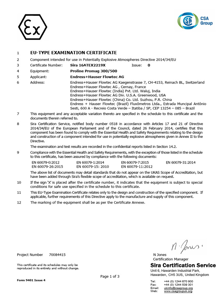 Sira 16ATEX2219X Certification Overview | PDF | Electronics | Analogue ...