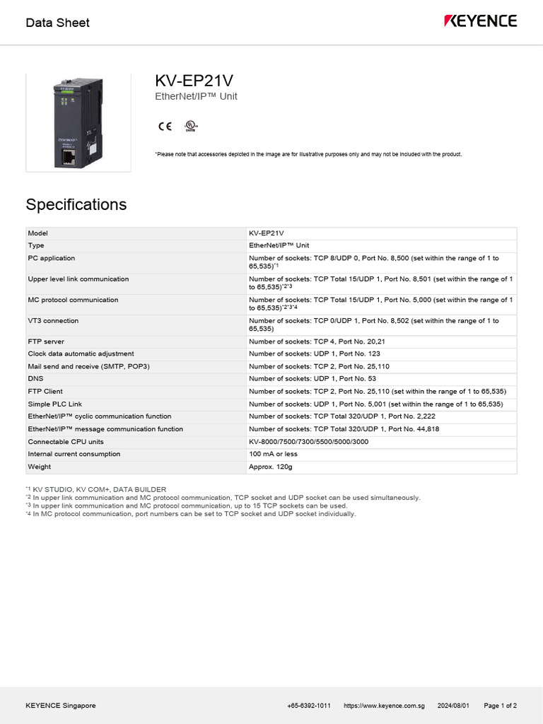 KV EP21V Datasheet | PDF | Port (Computer Networking) | Network Socket