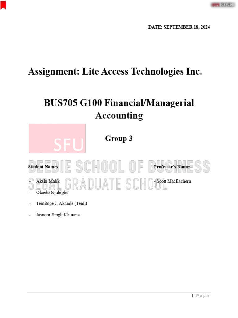 GROUP 3 - Lite Access Technologies - Assignment | PDF | Goodwill ...