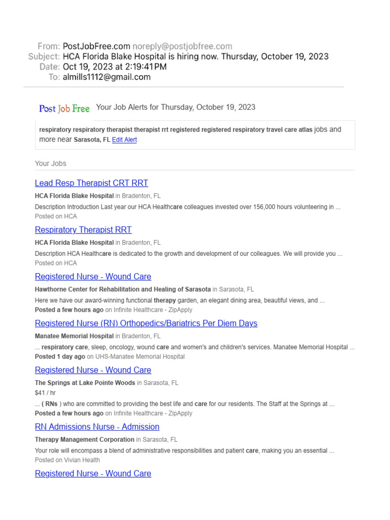 HCA Florida Blake Hospital Is Hiring Now. Thursday, October 19, 2023 ...