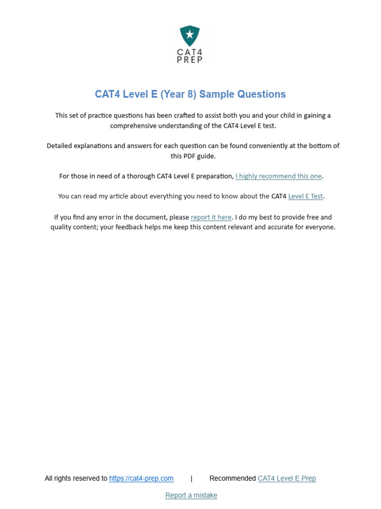 Cat4 Tests Year 8 Practice Papers Free | PDF | Matrix (Mathematics) | Shape