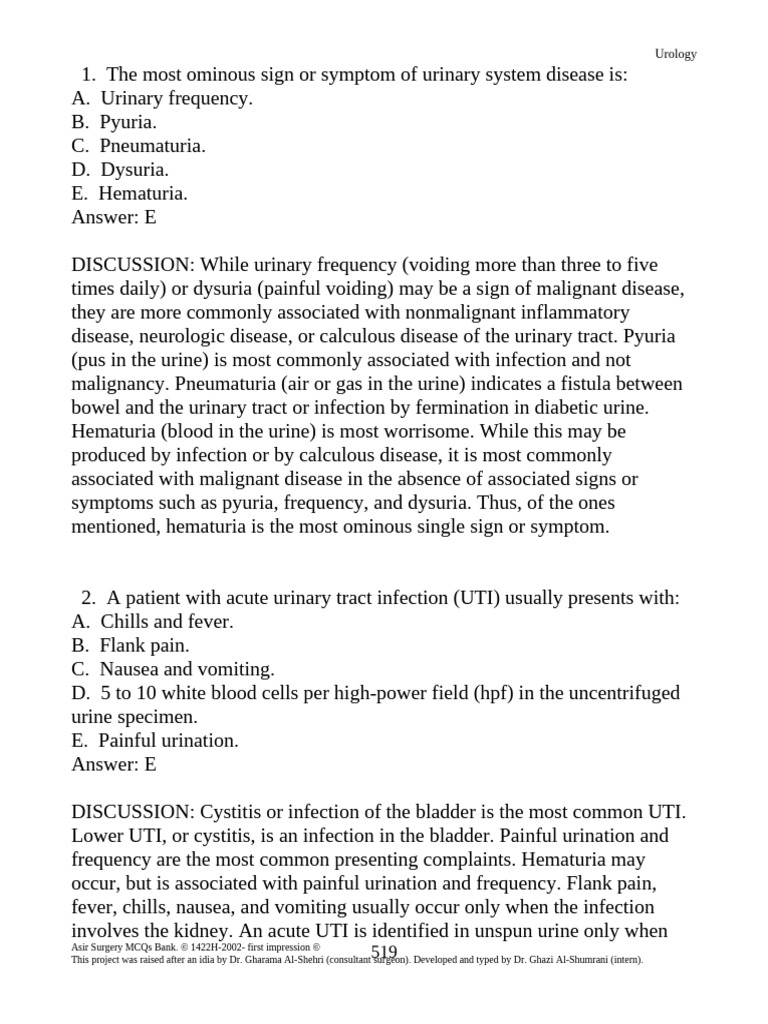 017-urology | PDF | Urinary Incontinence | Urinary Tract Infection
