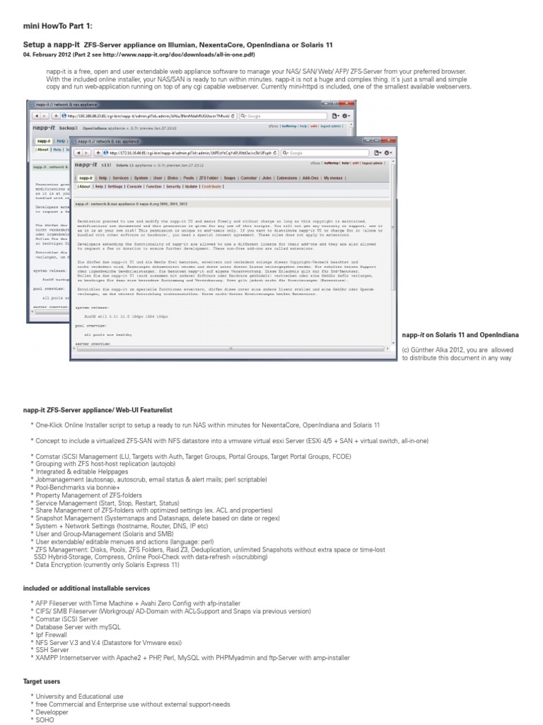 Mini Howto Part 1: Setup A Napp-It: Zfs-Server Appliance On Illumian ...