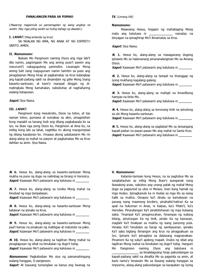 Panalangin Para Sa Yumao | PDF