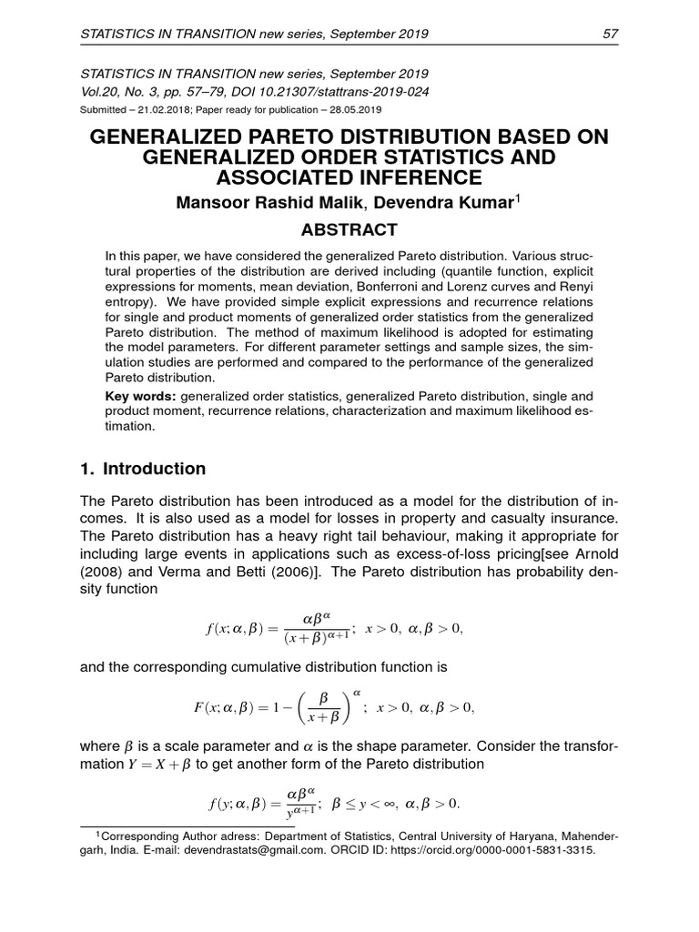 Generalized Pareto Distribution Based On Generaliz | PDF | Probability ...