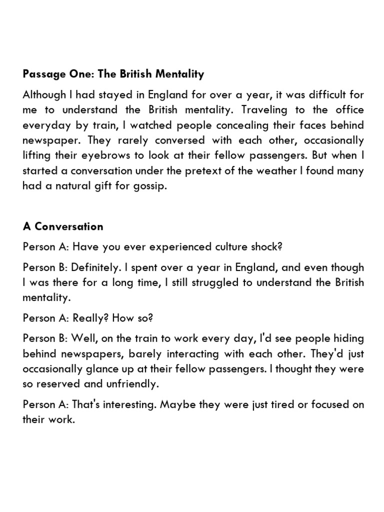 British Mentality 1 | PDF