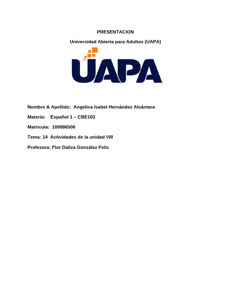 14 Actividades de La Unidad VIII | PDF | Oración (Lingüística) | Gramática