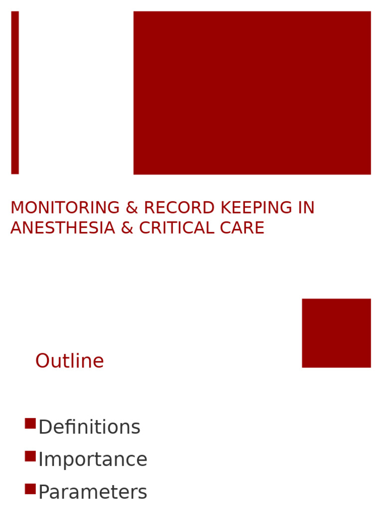 MONITORING & RECORD KEEPING IN ANESTHESIA 18 | PDF | Monitoring ...