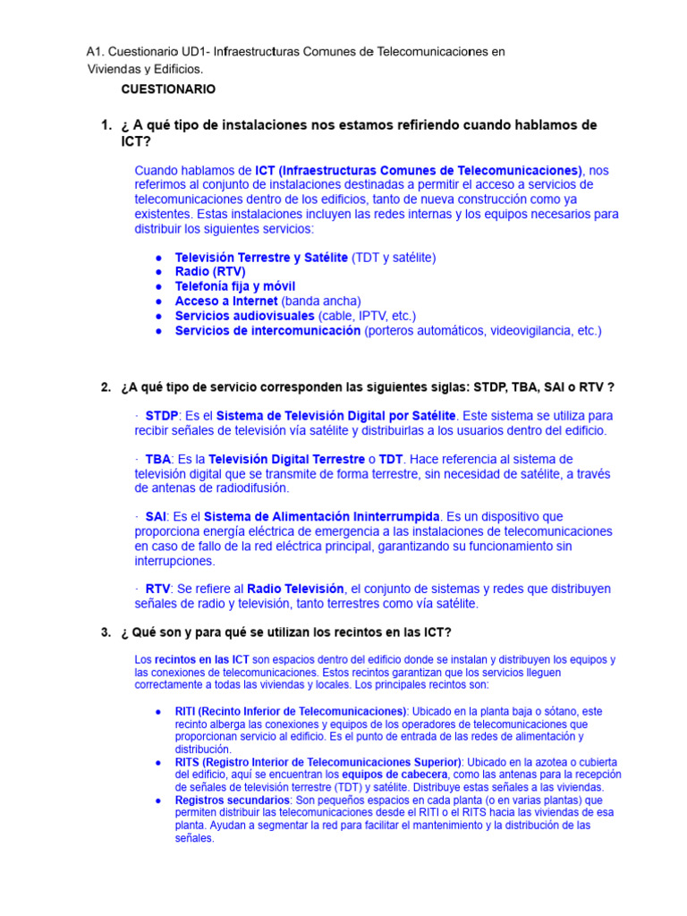 A1. Actividad Evaluable UD1 - ICT Cuestionario Con Ejercicios | PDF | Telecomunicaciones ...