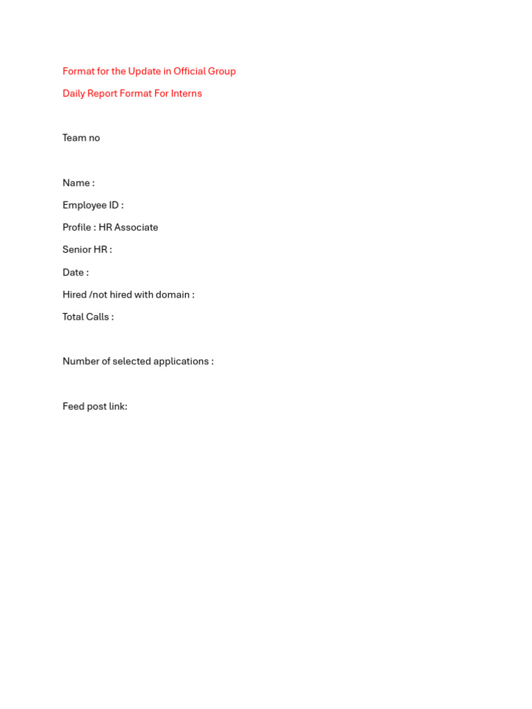 Daily updates format | PDF Daily updates format | PDF