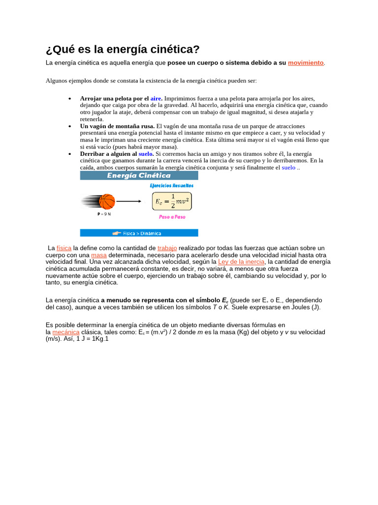 Qué Es La Energía Cinética | PDF | Energía potencial | Fuerza