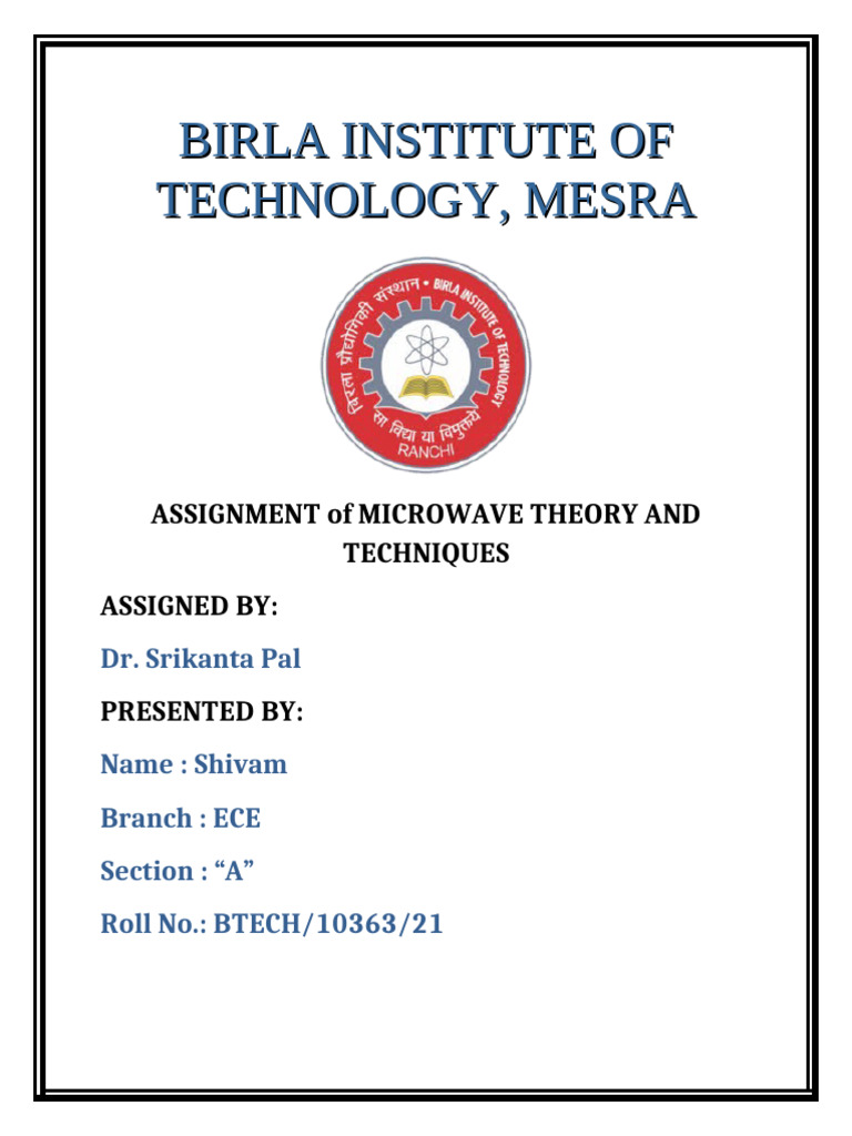 mtt assignment | PDF | Vacuum Tube | Microwave