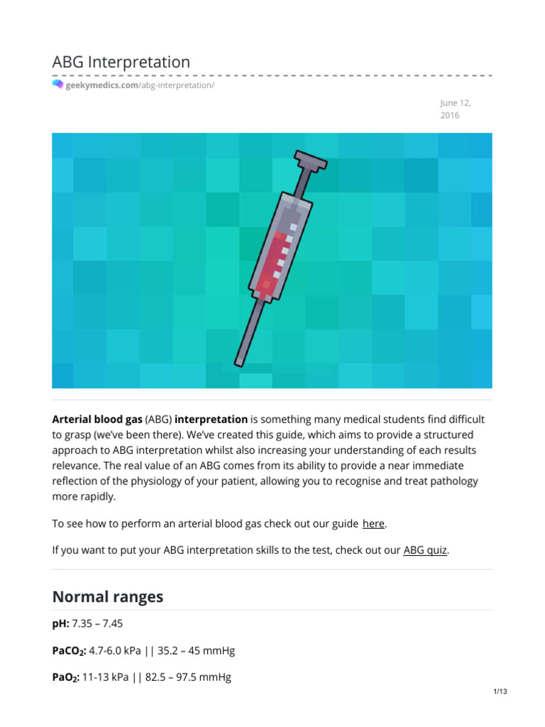 ABG Interpretation | PDF | Respiratory System | Bicarbonate