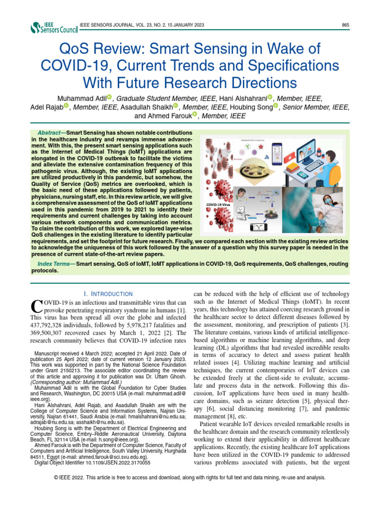 QoS Review Smart Sensing in Wake of COVID-19 Current Trends and ...