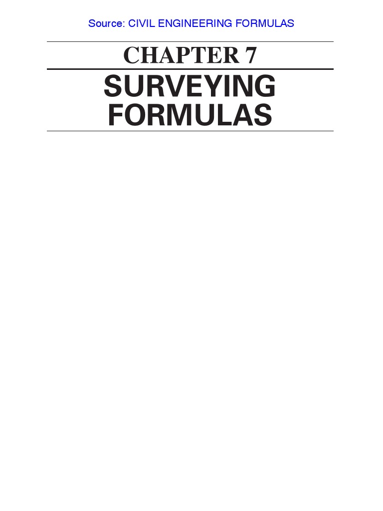 Surveying Formulas | PDF | Surveying | Metre