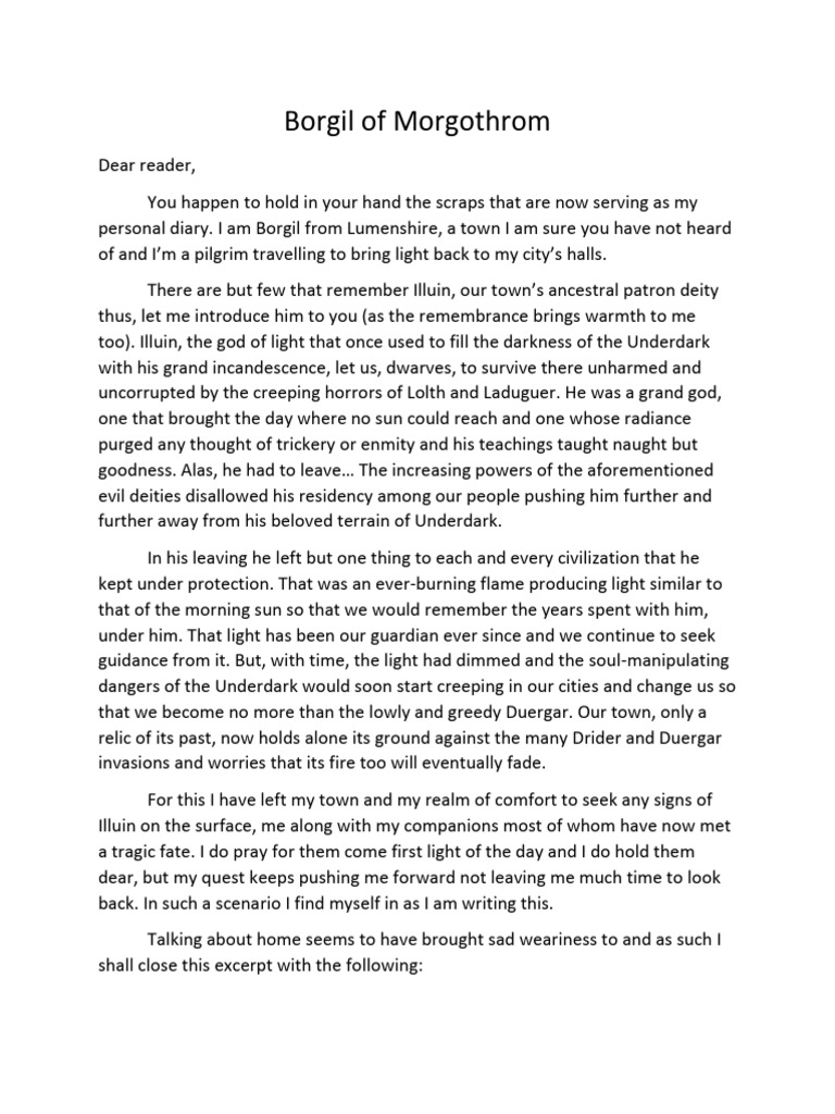 Borgil of Morgothrom | PDF | Dwarf (Dungeons & Dragons)