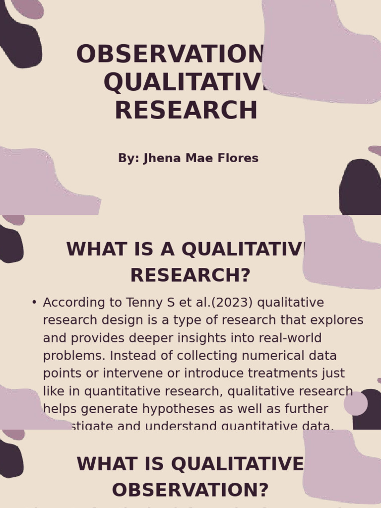 Qualitative Research Observation Methods | PDF | Qualitative Research ...