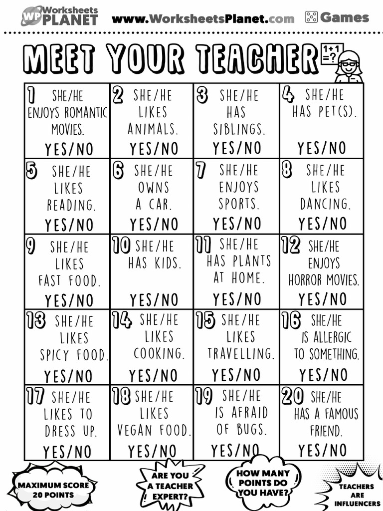 Meet Your Teacher Game | PDF
