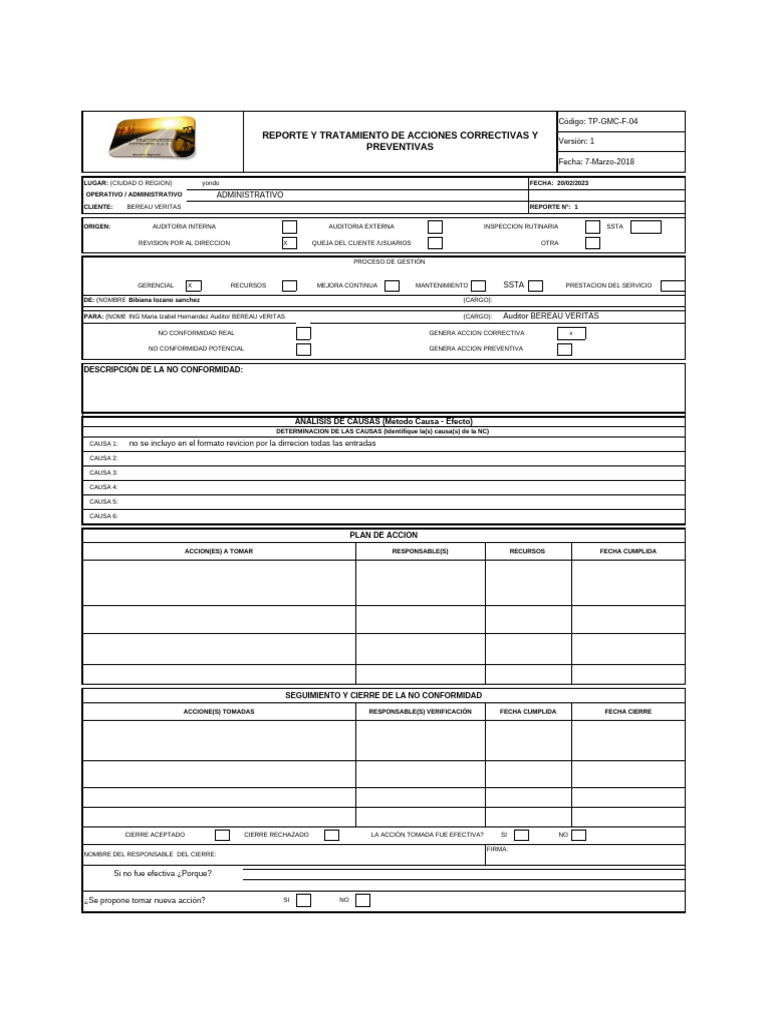 Tp Gmc F 05 Reporte Y Tratamiento Ac Y Ap Pdf Auditoría Business