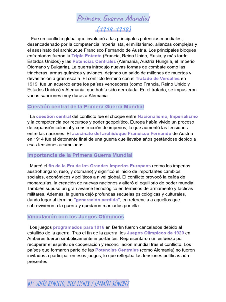 Impacto Global de la Primera Guerra Mundial | PDF | Primera Guerra ...