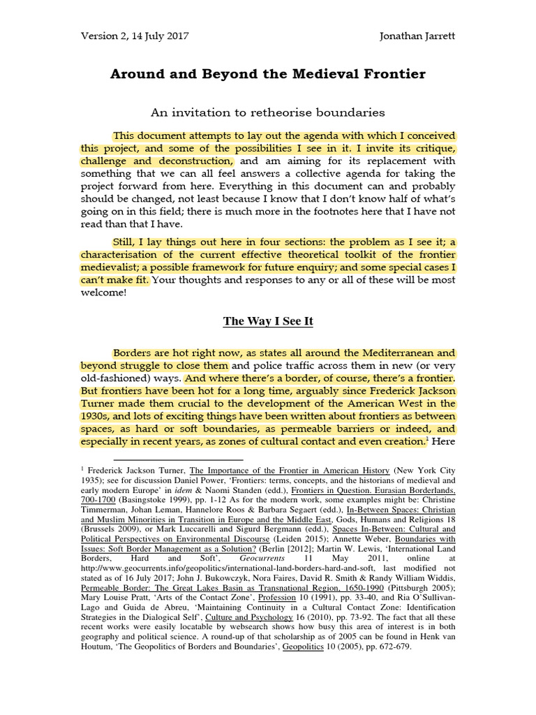 Jonathan Jarrett, Around and Beyond The Medieval Frontier | PDF