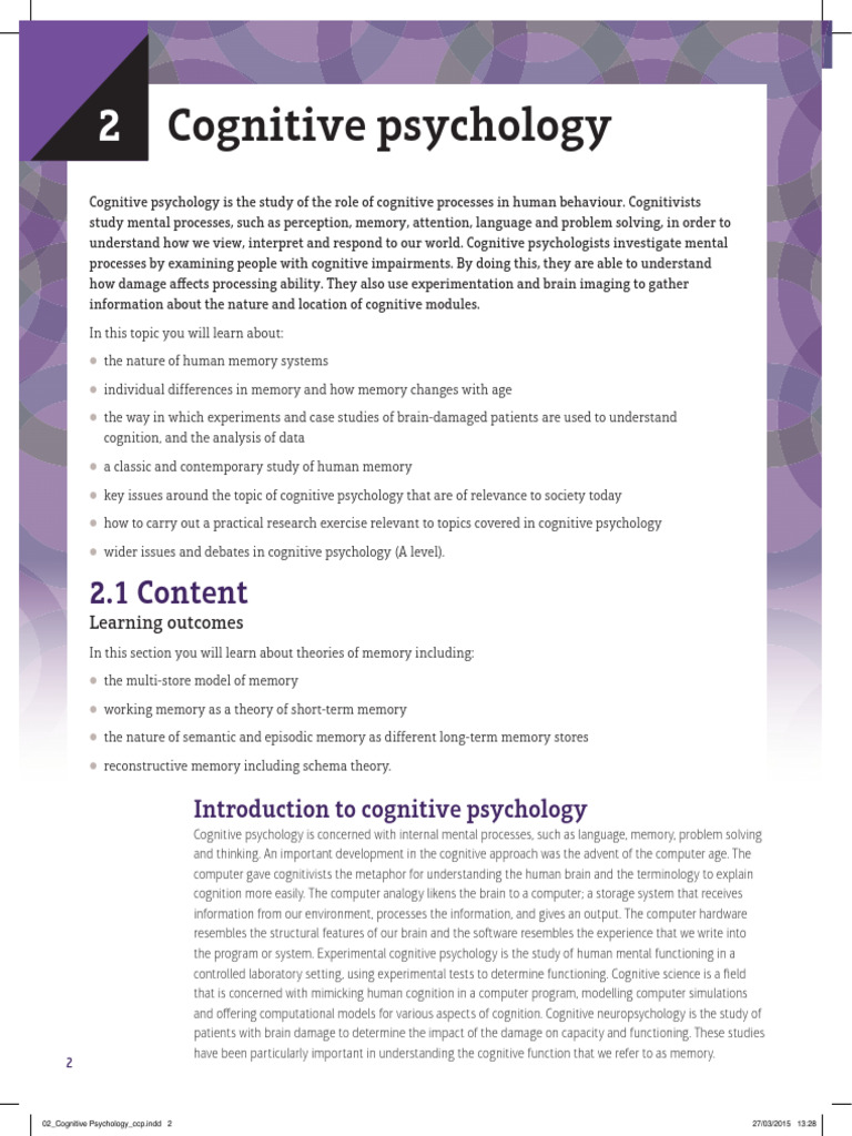 Understanding Cognitive Psychology Basics | PDF | Memory | Long Term Memory