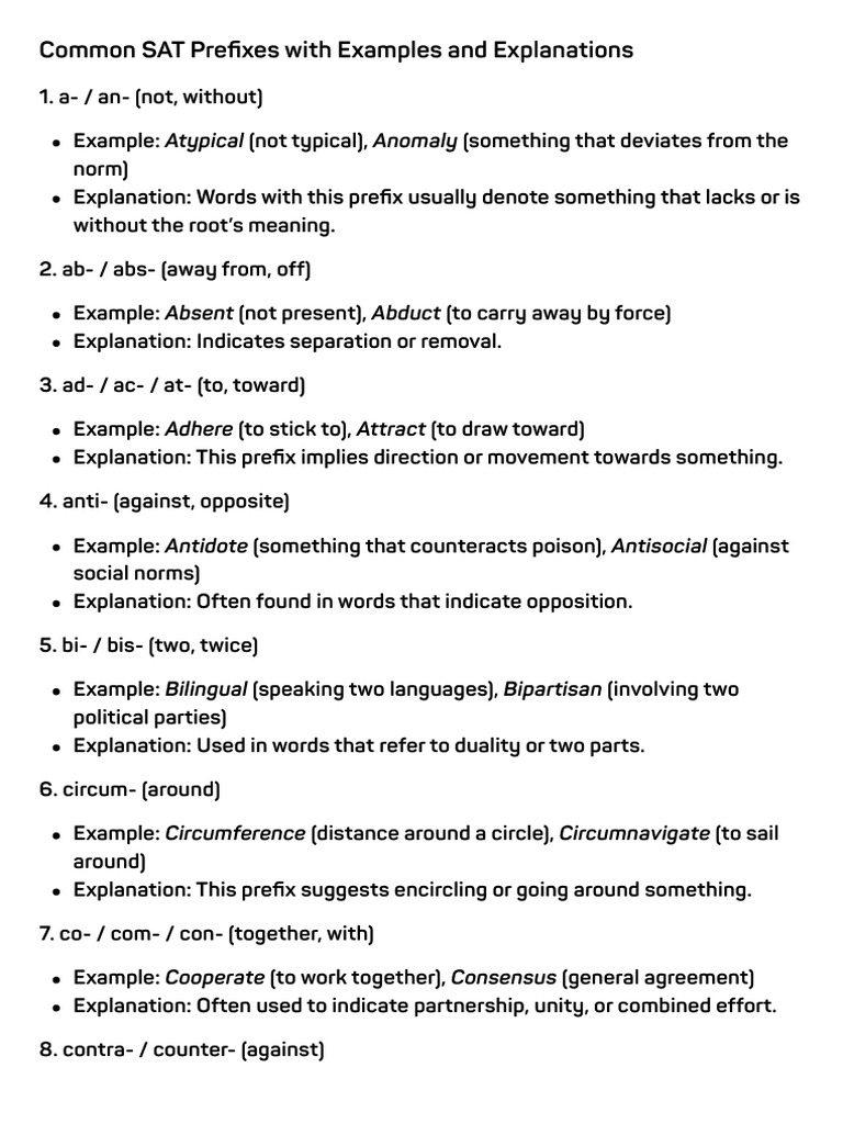 SAT Prefixes for Students | PDF
