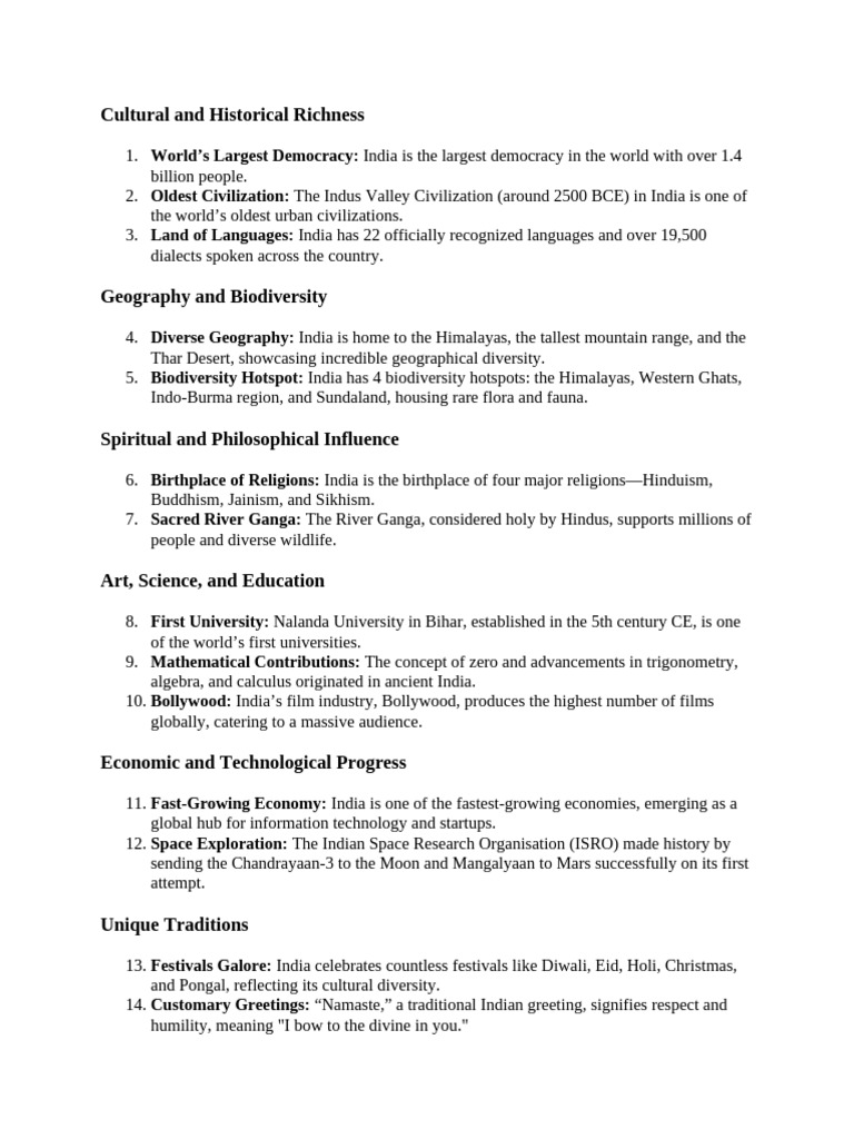 Cultural and Historical Richness of India | PDF
