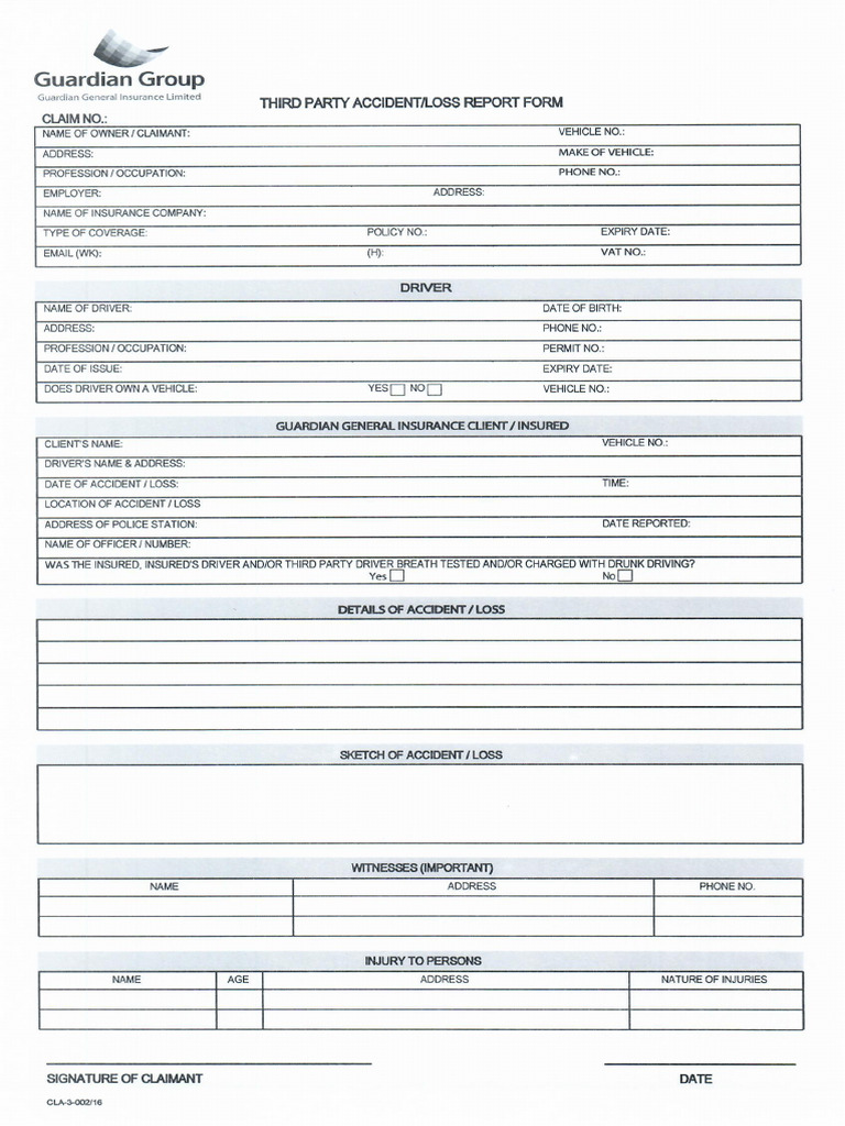 Claim Form - Third Party Claim Form | PDF