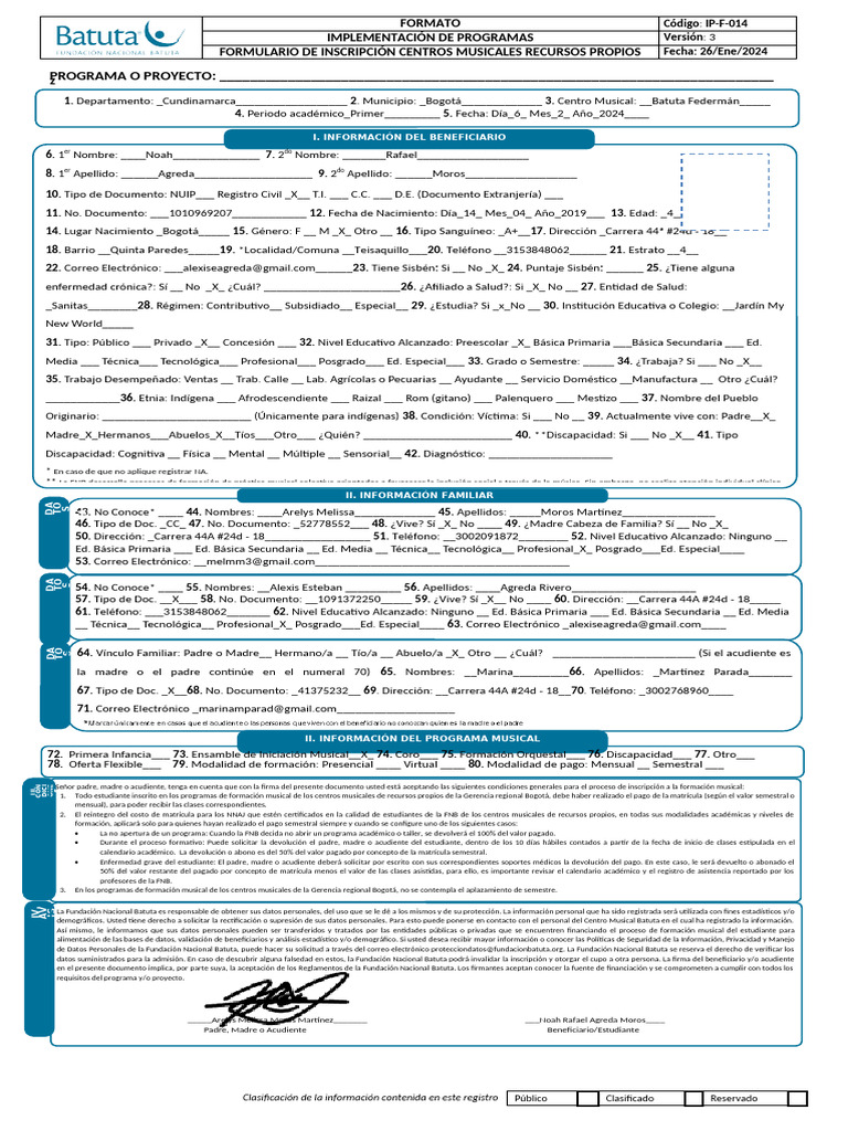 FORMULARIO - DE - INSCRIPCION - RECURSOS - PROPIOS - V - 3 (Noah Rafael Agreda Moros) | PDF