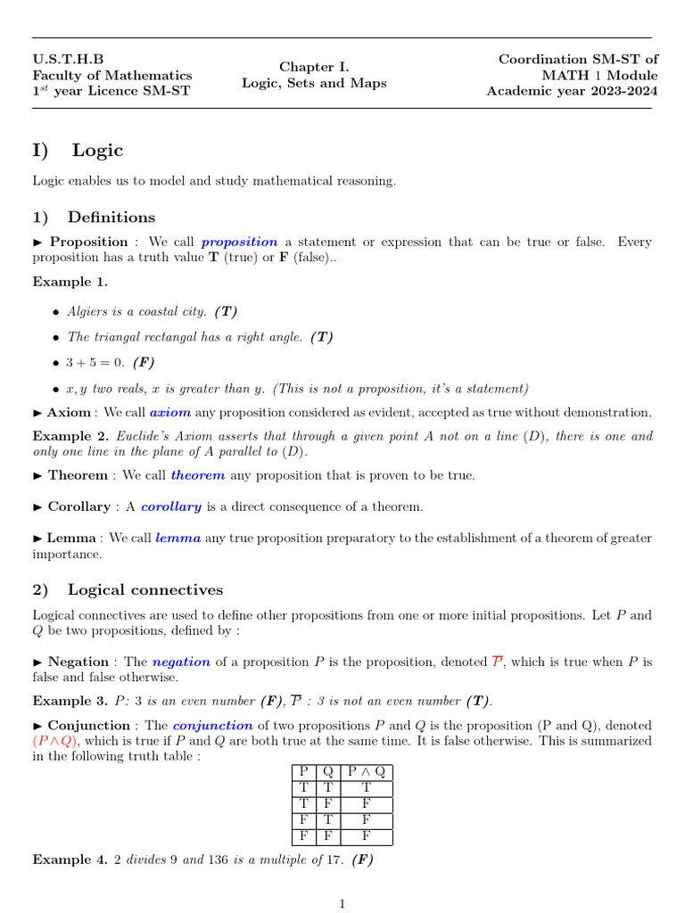 Chapter 1 (Logic, Sets and Maps) | PDF | Theorem | Axiom