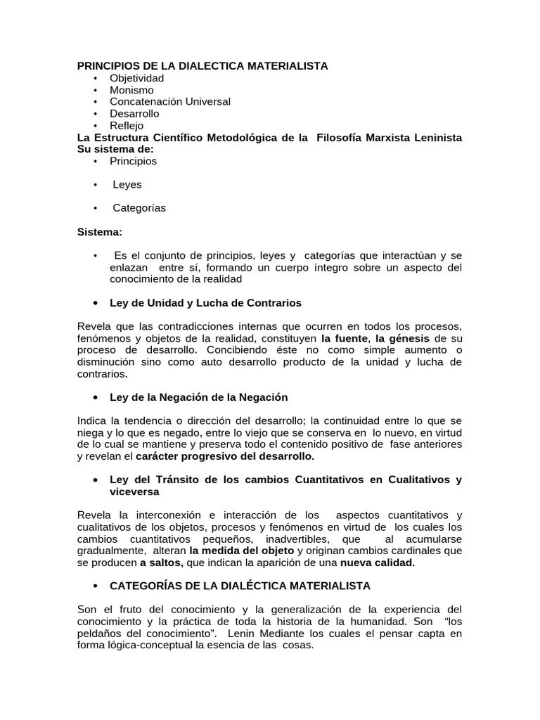 Dialéctica Materialista: Principios y Leyes | PDF | Dialéctico | Causalidad