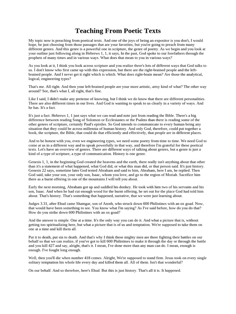 Teaching From Poetic Texts | PDF | Jesus | Bible