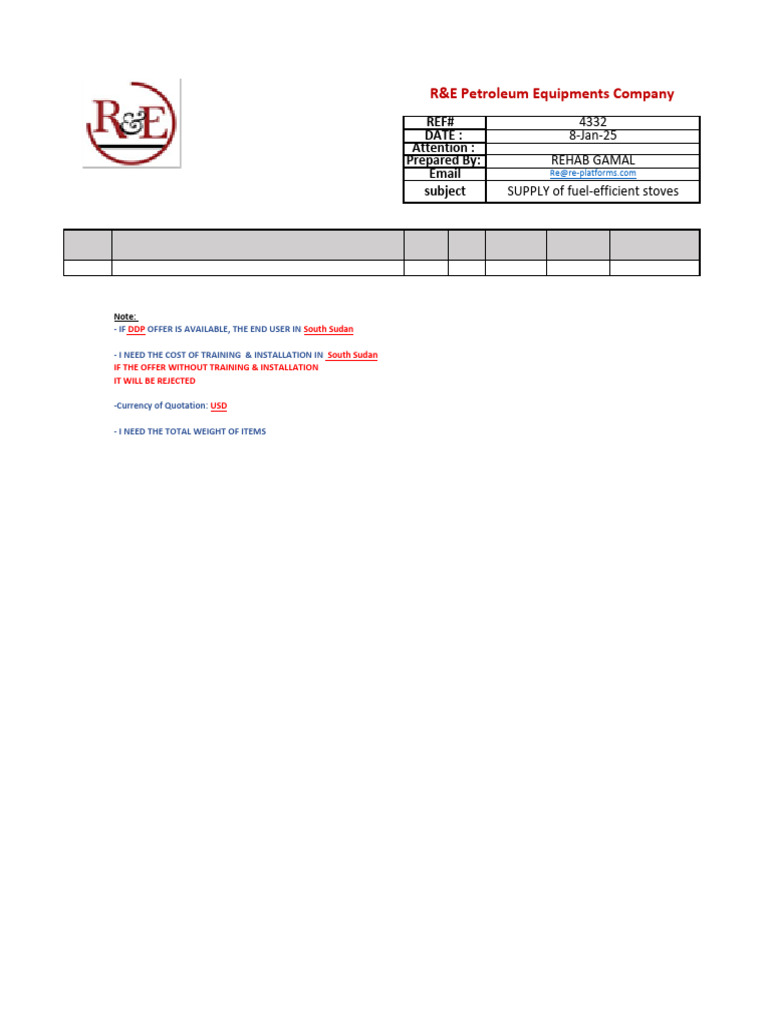 RFQ-4332-RE-SUPPLY of Fuel-Efficient Stoves | PDF