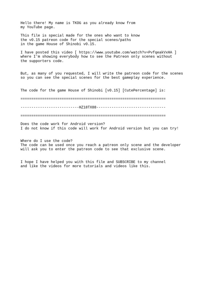 HoS Patreon Code | PDF