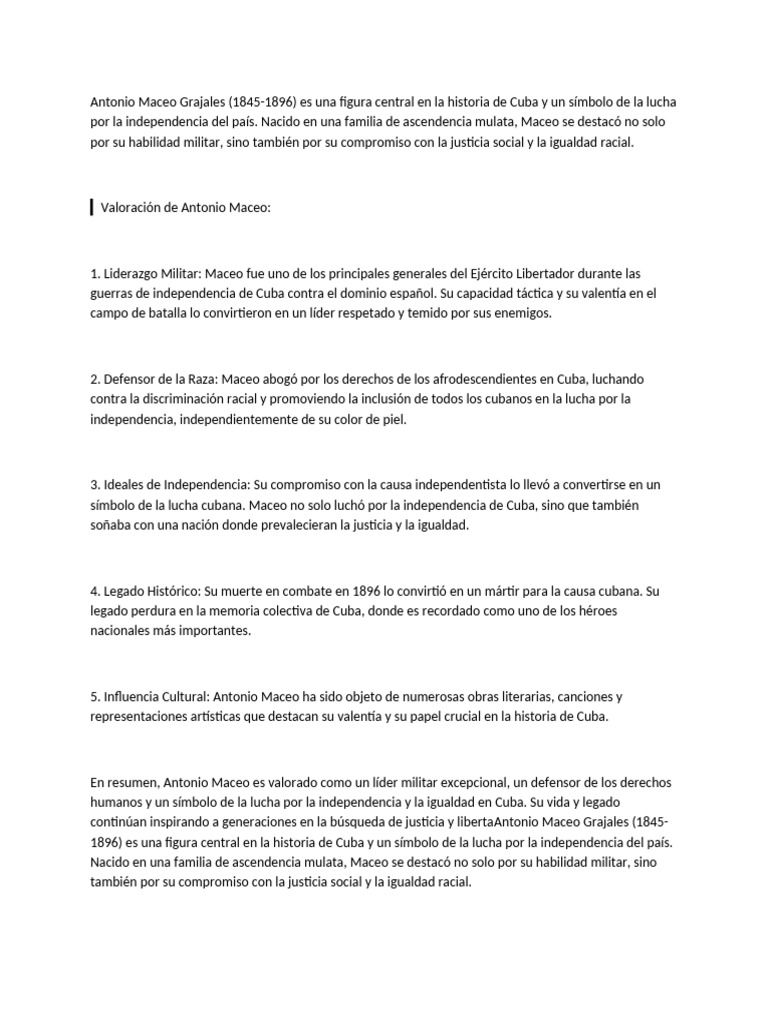 Antonio Maceo: Héroe de la Independencia Cubana | PDF | Cuba
