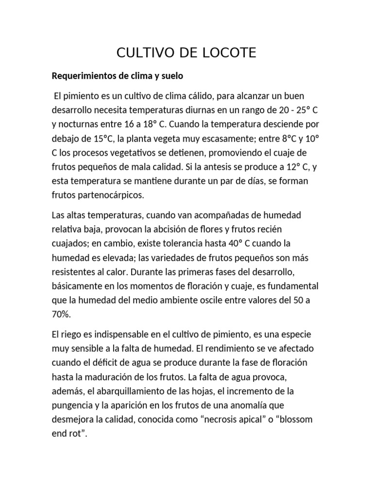 CULTIVO DE LOCOTE | PDF | Fertilizante | Siembra