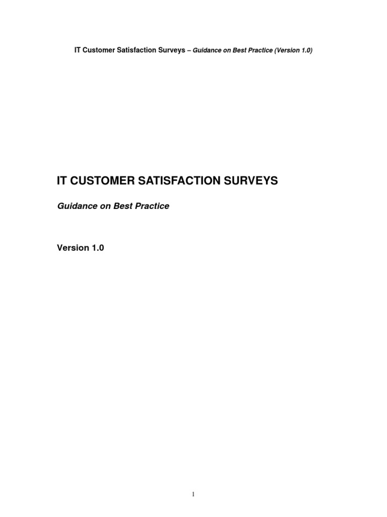 It Customer Satisfaction Surveys: Guidance On Best Practice | PDF
