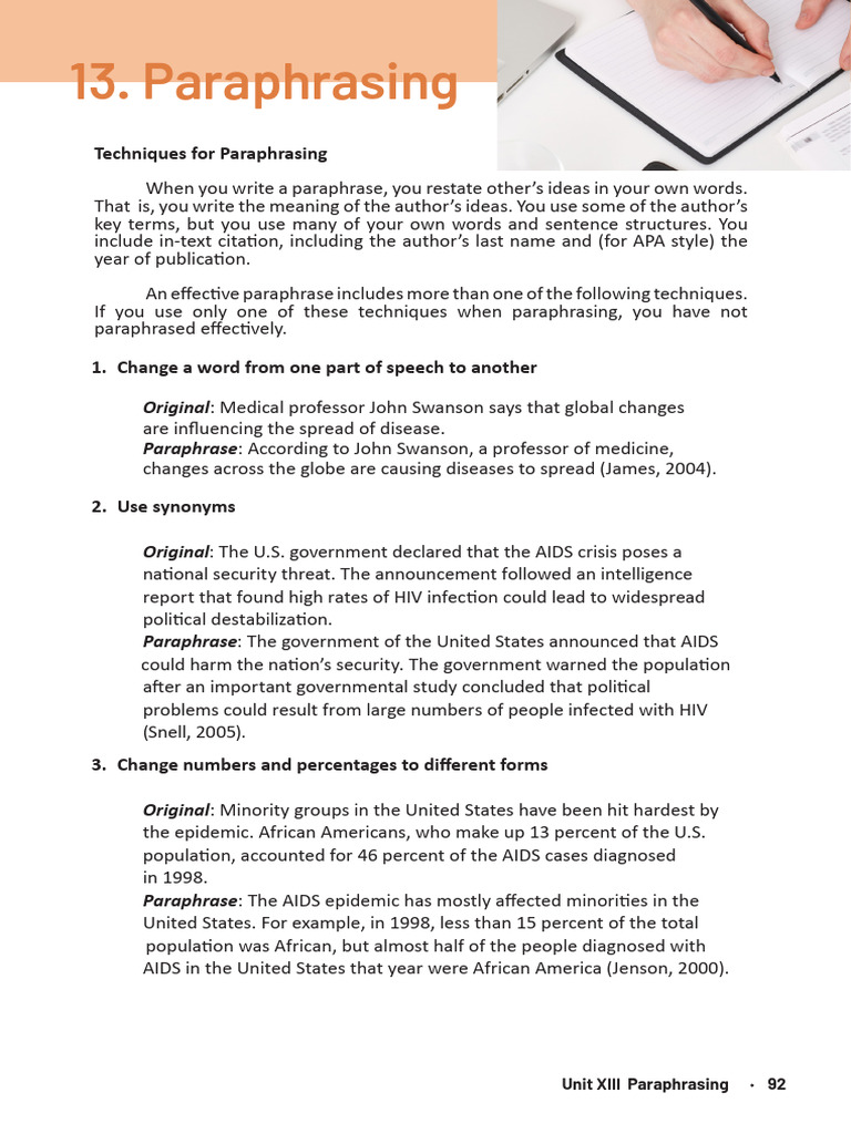 Paraphrasing | PDF | Lyme Disease | Hiv/Aids